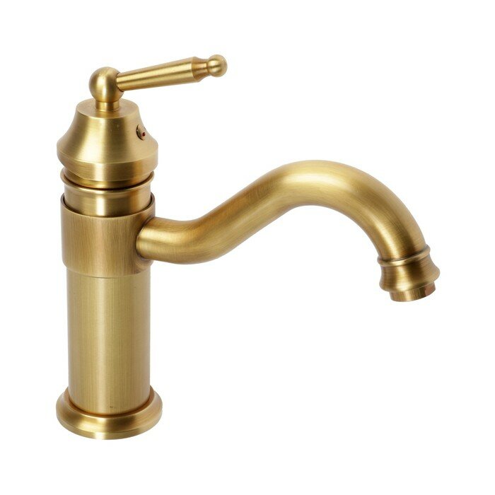 Смеситель для раковины ZEIN Ретро, изогнутый излив, без подводки, латунь, цвет бронза, 6926817