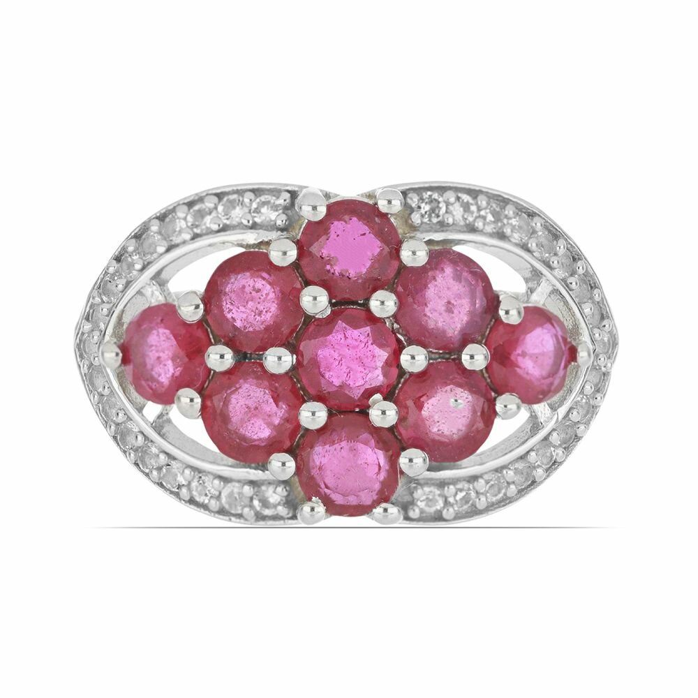 Перстень, серебро, 925 проба, родирование, топаз, рубин