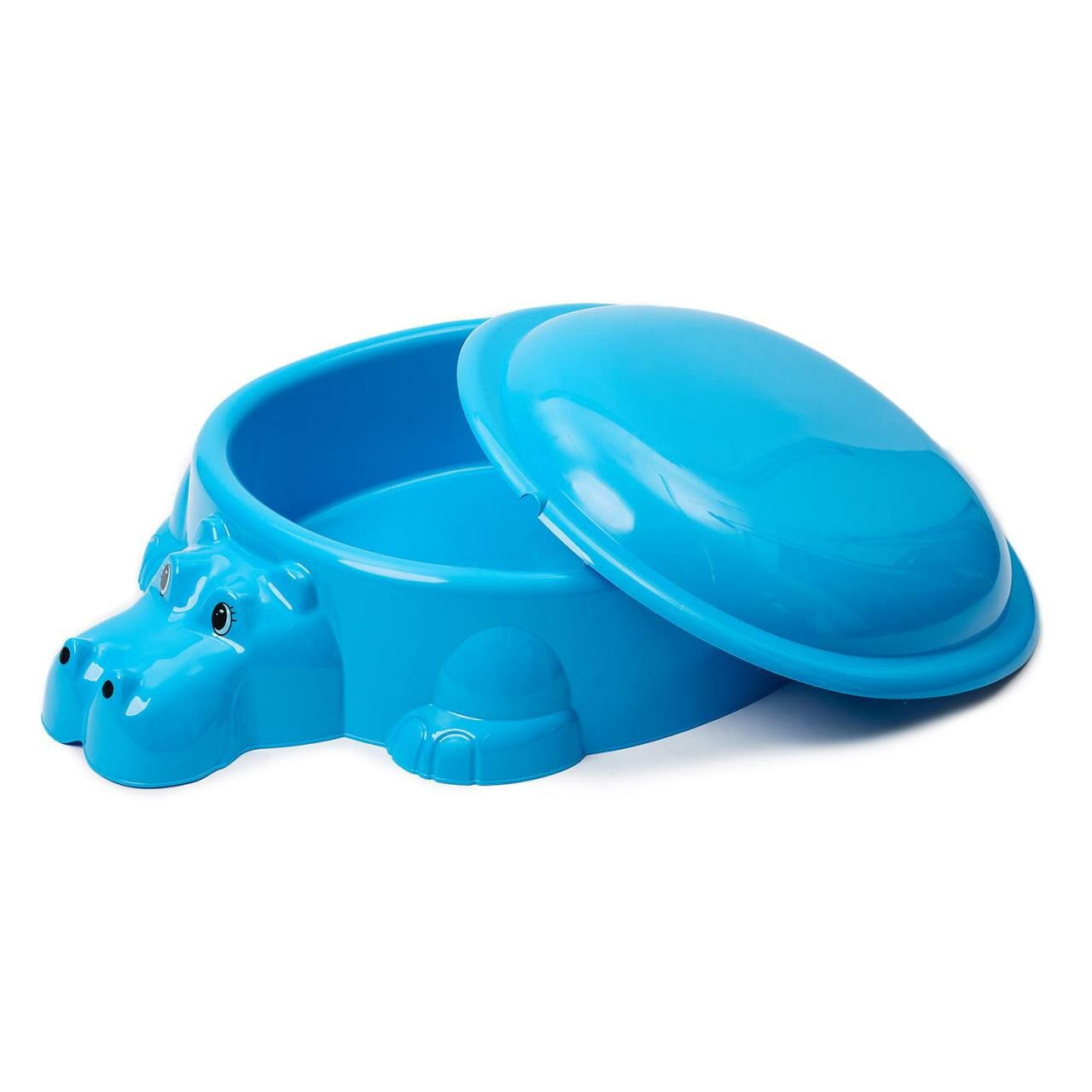 Песочница ZEBRATOYS "Бегемот", пластик, с крышкой, для улицы, голубая, 117 см x 79 см x 31,5