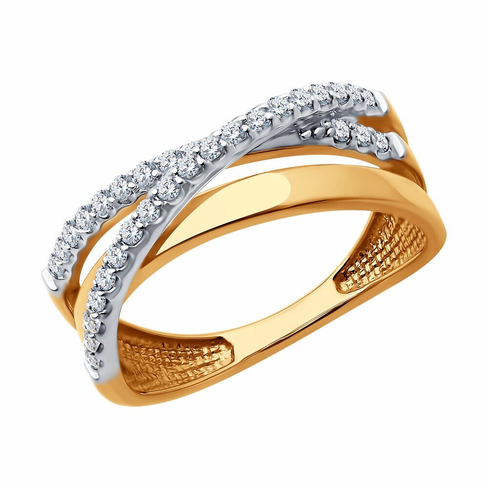 Кольцо, красное золото, 585 проба, фианит