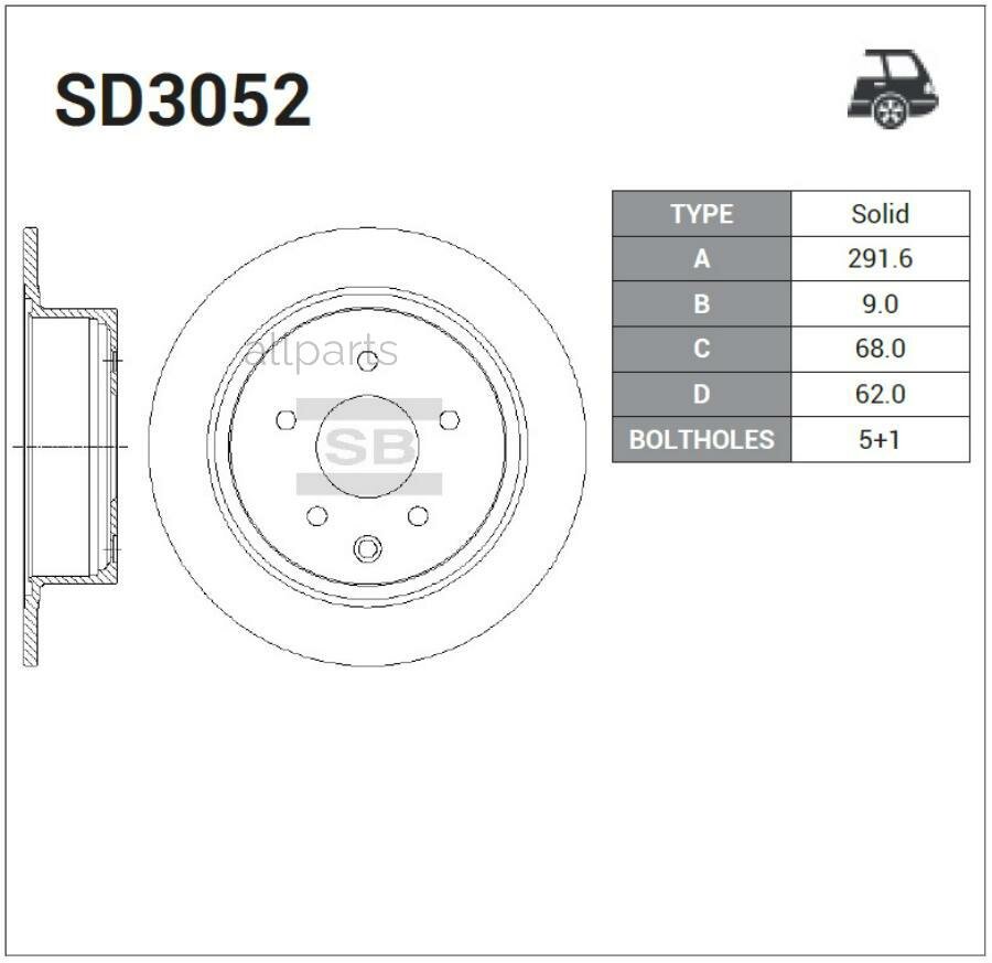 SANGSIN BRAKE SD3052 диск тормозной