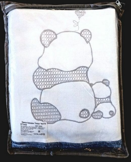 Детское байковое одеяло "панды" 98 х 118 см, синий цвет, модель ST1435