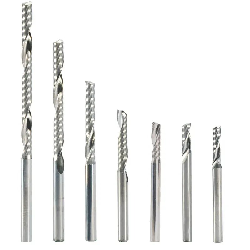 10 шт. 3,175 мм SHK 2 мм 3 мм CED однофлейтовые фрезы для гравировки, режущие инструменты по дереву, лезвие для резьбы, фрезерование, МДФ, акрил, ПВХ 10pcs 3.175x2.5x8