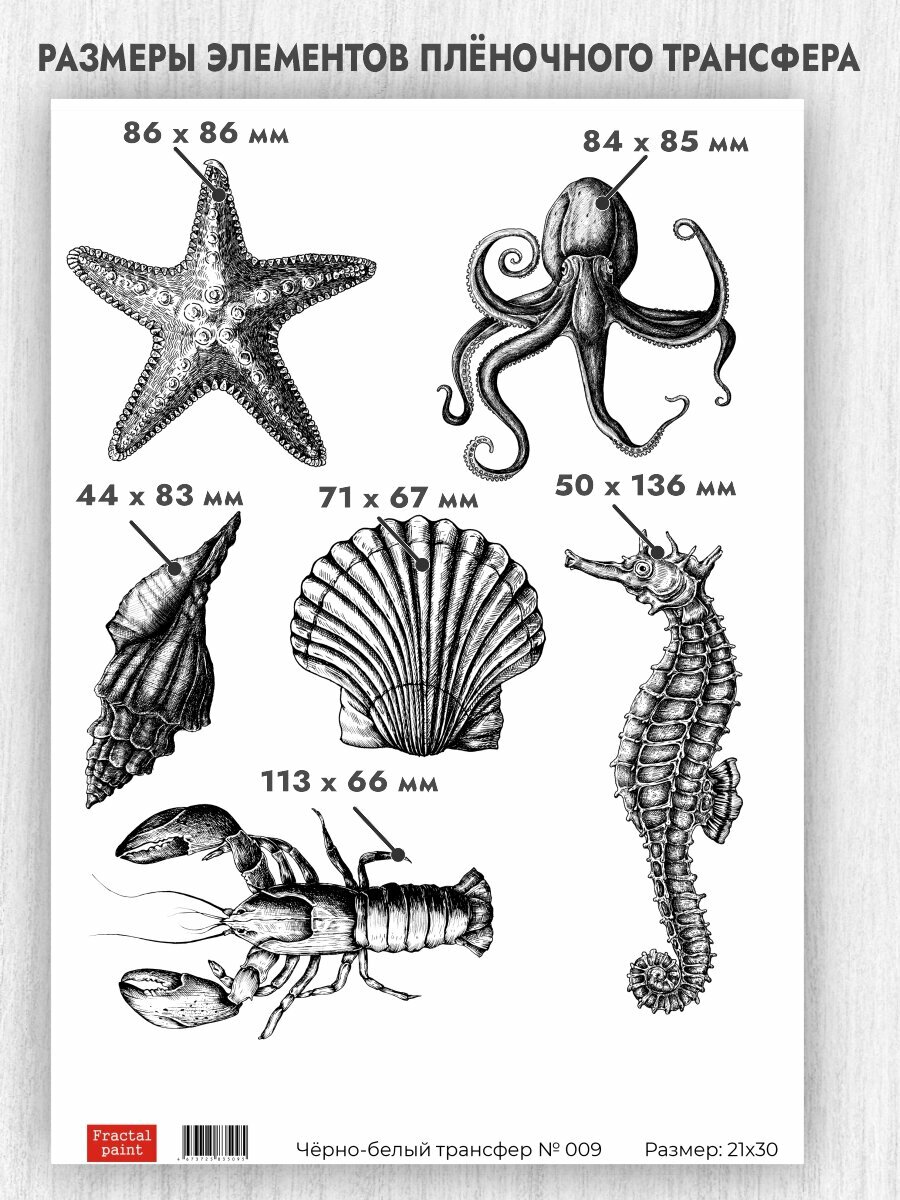 Трансфер для декупажа переводной рисунок для поверхностей чёрно-белый 009 (А4)