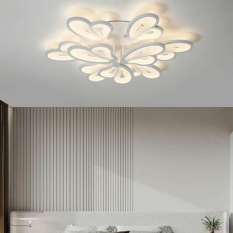 Потолочная светодиодная люстра с пультом д/у HIVIES 6054-9, цвет плафона белый, форма Капля