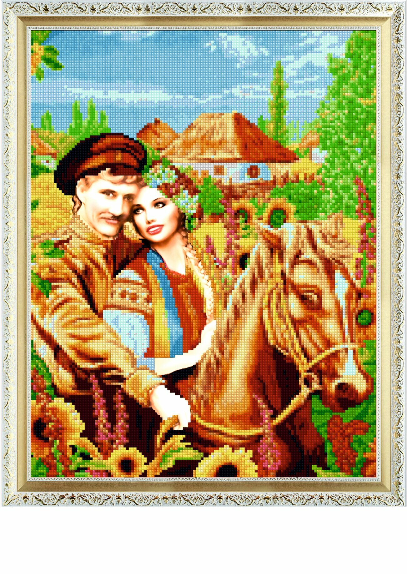 Алмазная мозаика "Казак с казачкой 2" на подрамнике, 40х50 см, М-1002