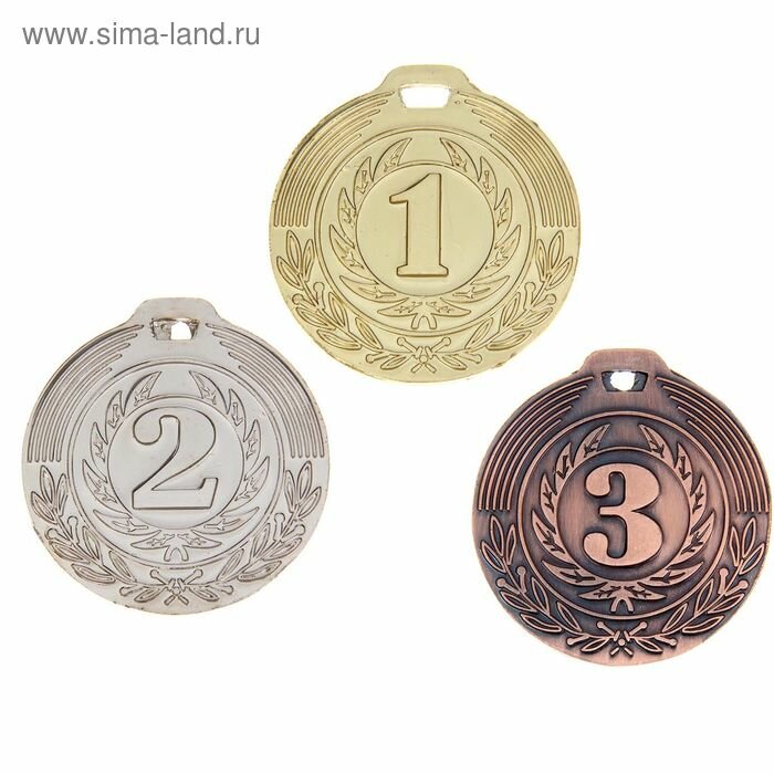 Медаль призовая 2 место серебро 021, d=4 см, без ленты, 2 шт.