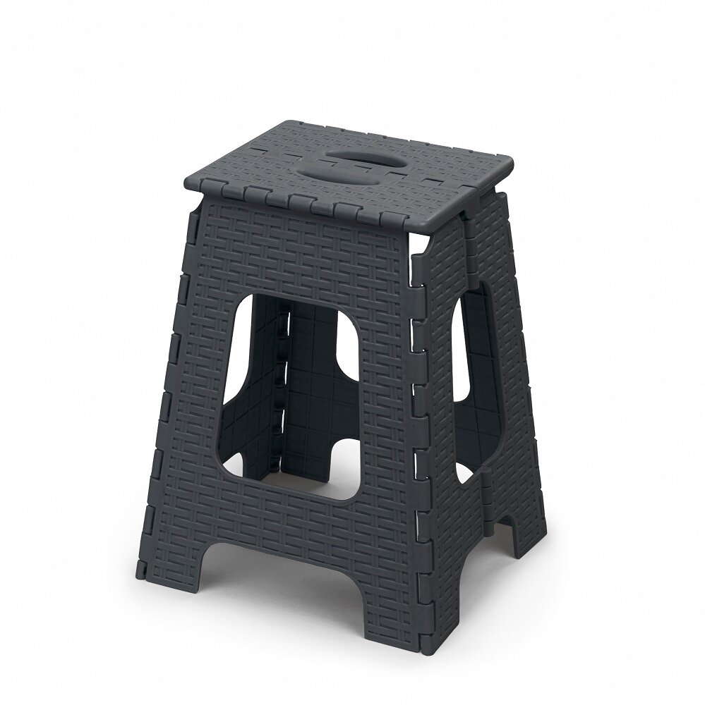 Табурет складной большой плетёнка графит