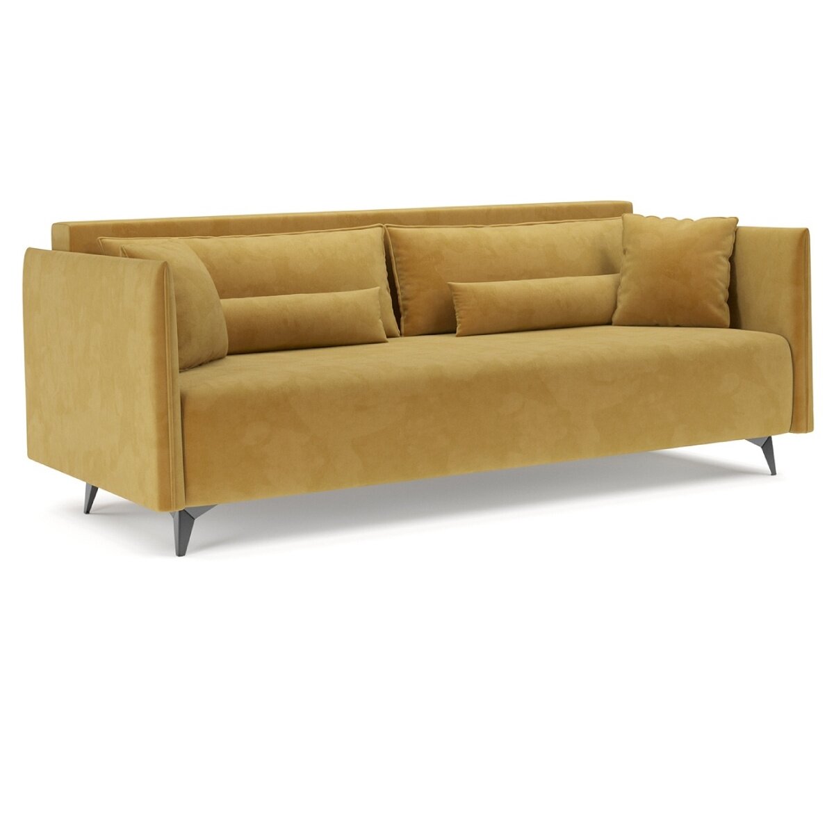 Диван Сток Диванов Флорида, желтый/горчичный велюр, механизм пантограф, на ножках