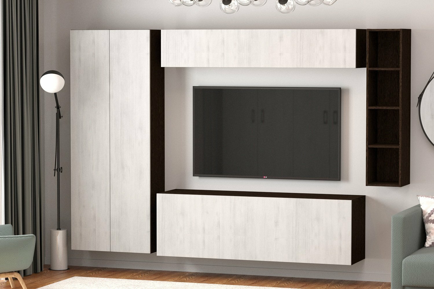 Набор мебели Hoff Студио №4, 257,5х180х42 см, ЛДСП, без доводчика, цвет бежевый