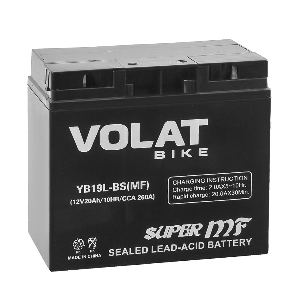 Аккумулятор VOLAT YB19L-BS 20 Ач 260А О/П YB19L-BS(MF)