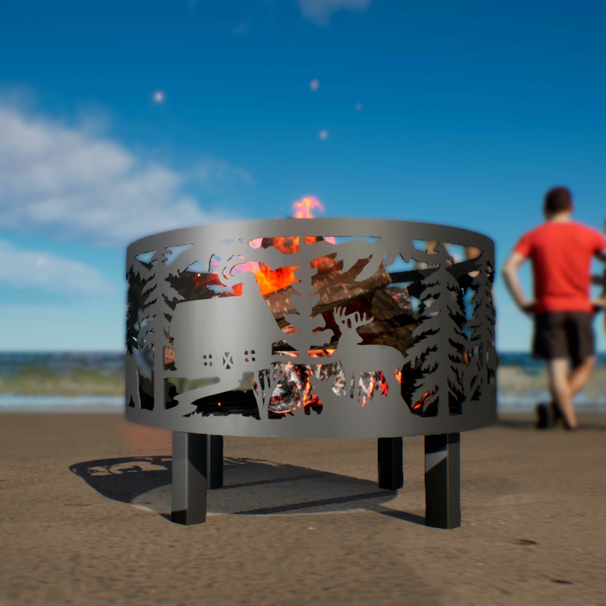 Костровая чаша Домик с животными 60 см 0,3 см с сеткой