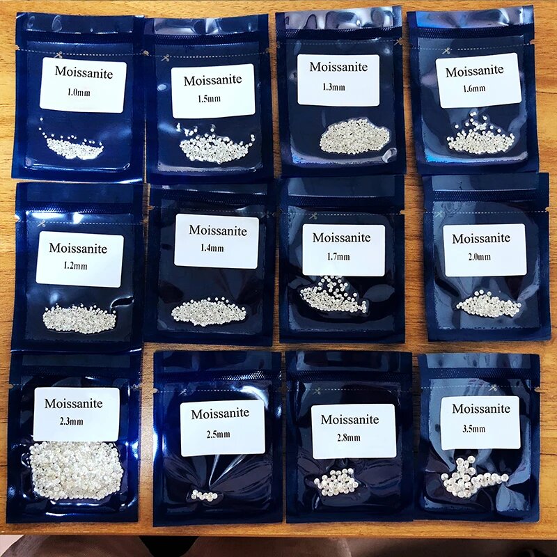 Лабораторные муассаниты 1.0 карата, круглый фацет, D E F, 1.0~6.5 мм 3.0mm(1.0ct-10pcs)