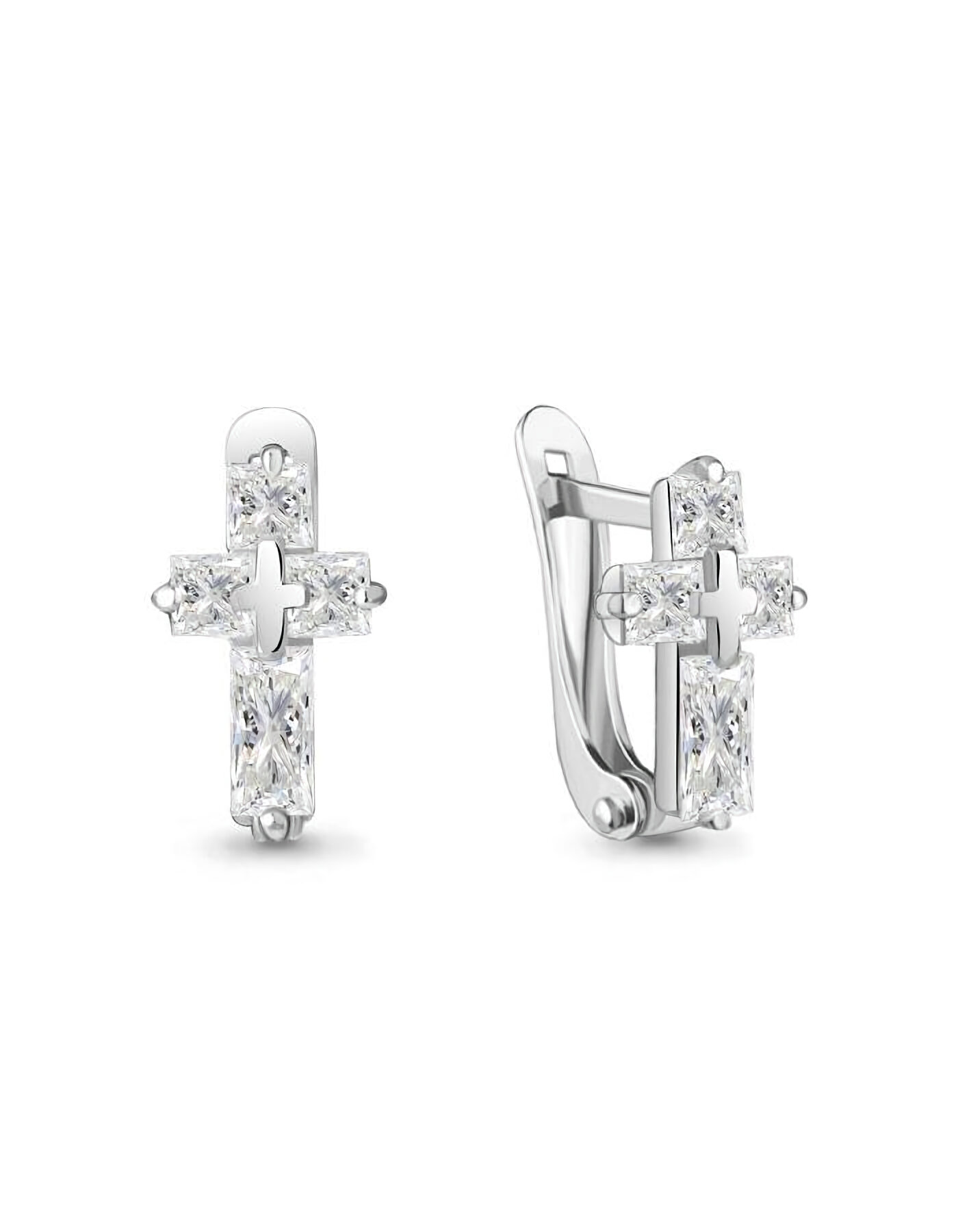 Серьги, серебро, 925 проба, родирование, фианит