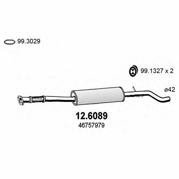 Средний глушитель выхлопных газов, ASSO 12.6089 (1 шт.)