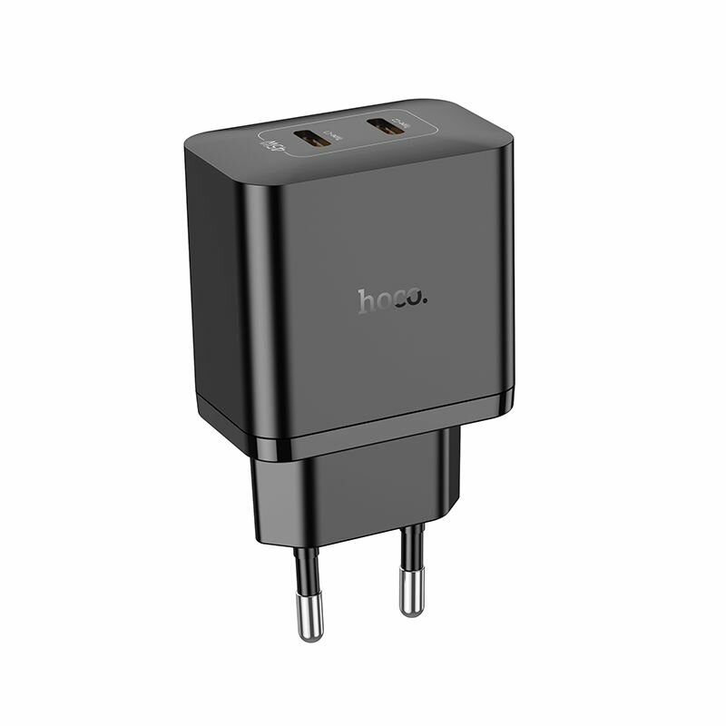 Сетевое зарядное устройство HOCO N35 2xUSB-C, 45W "быстрая зарядка", черный