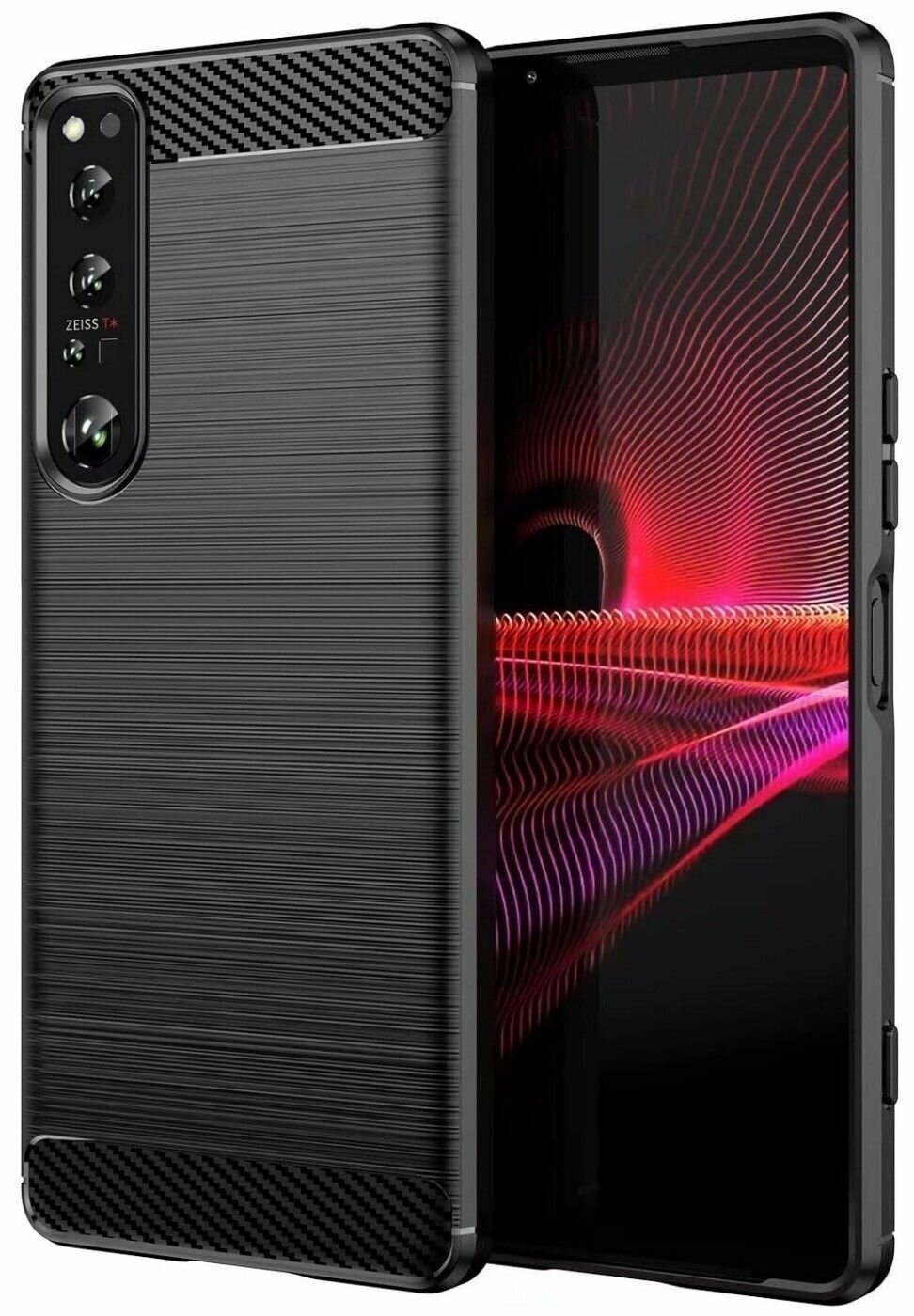Чехол для Sony Xperia 1 IV (Sony Xperia 1-4) силиконовый карбон сталь черный