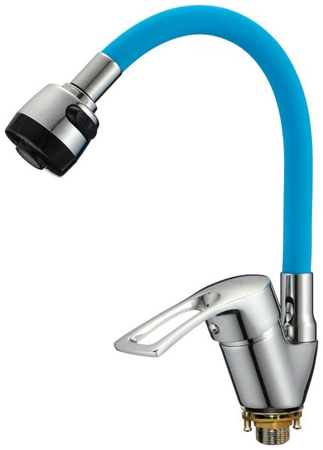 Смеситель для кухни с гибким изливом D-Lin хром/синий (D150422-6T)