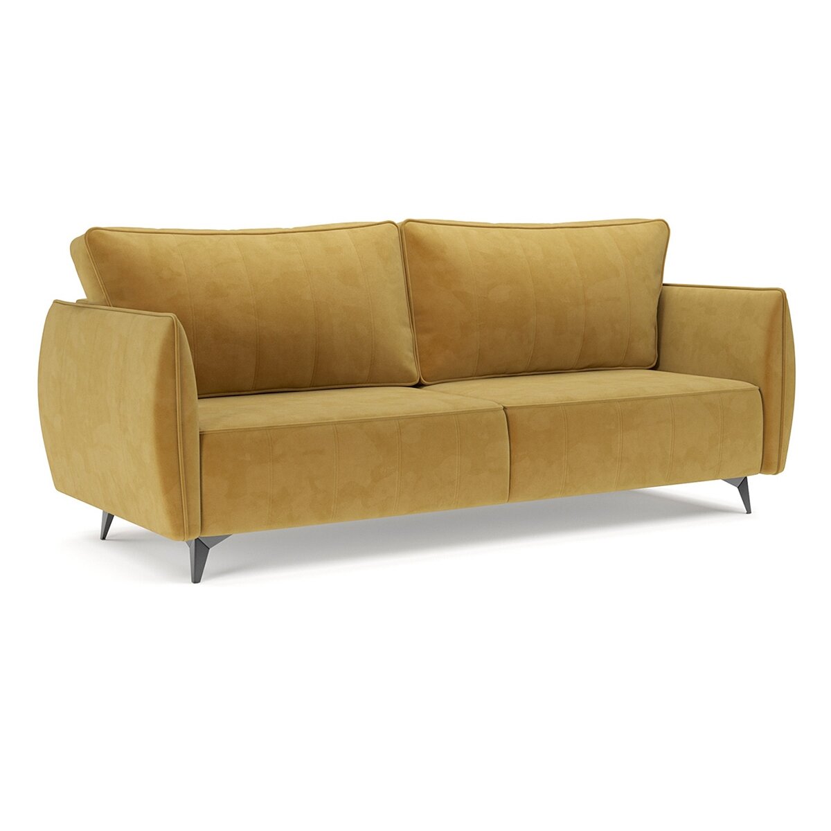 Диван Сток Диванов Дейзи, горчичный велюр, механизм пантограф, на ножках