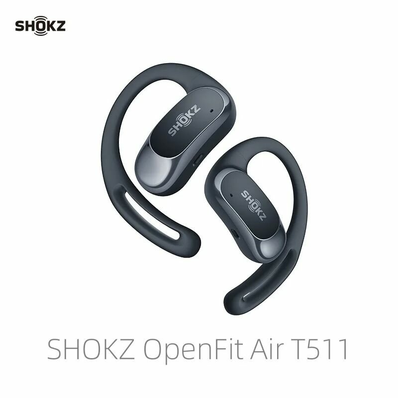 SHOKZ OpenFit Air T511 - открытые беспроводные наушники Bluetooth с микрофоном, затычки для ушей с подвеской, защита от пота, быстрая зарядка, 28 часов воспроизведения, совместимые с