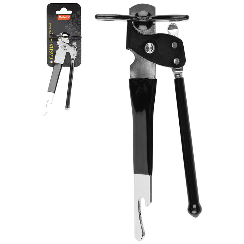 Консервный нож и открывашка для банок и бутылок металлический, длина 17,8 см