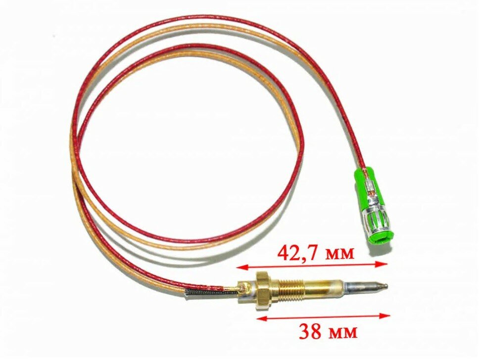Термопара (газ-контроль) конфорки газовой плиты Indesit/Ariston, L-440 мм, L оголовка 42,7 мм, клемма