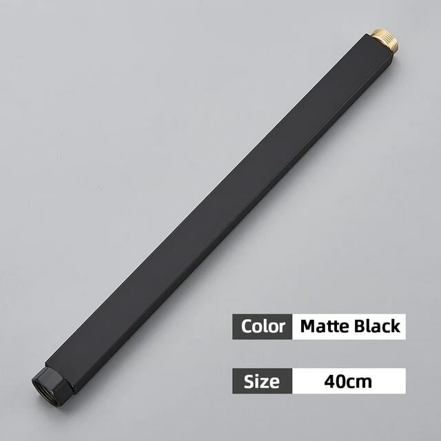 Удлинитель тропического душа прямоугольный, черный, 40 см