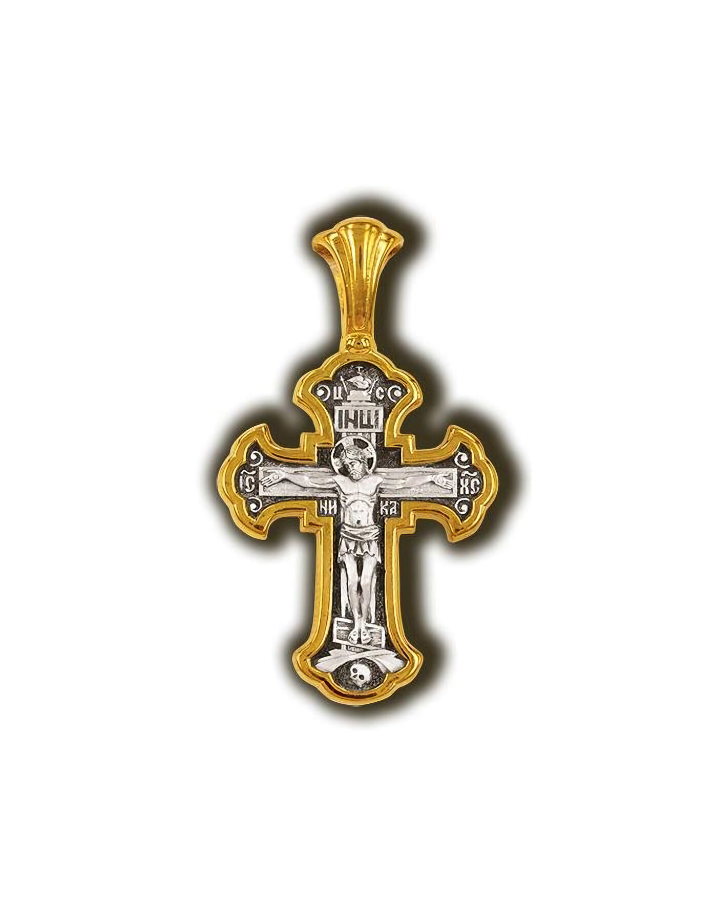 Крестик, серебро, 925 проба, золочение