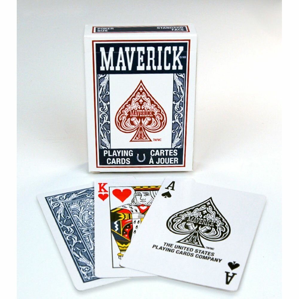 Игральные карты The United States Playing Card Company "Maverick", 54 карты, Standard Index Blue, синие — фото 1
