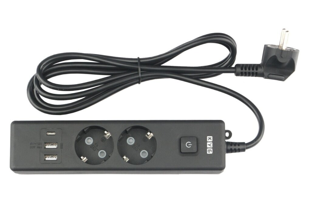 PC-5B-2M PowerCube Удлинитель, 2 розетки, 3 USB-порта, Электрическая мануфактура