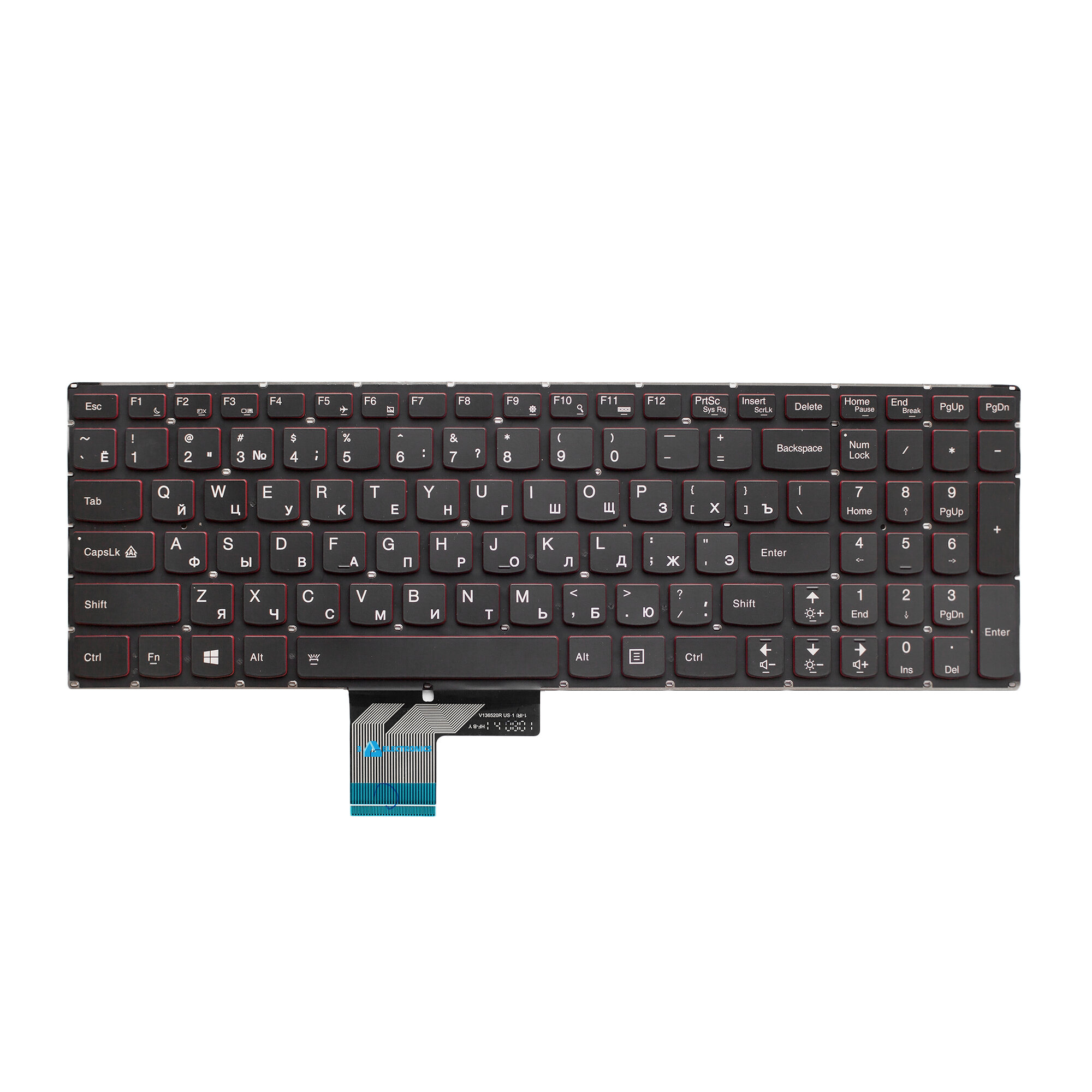 Клавиатура с подсветкой для ноутбука Lenovo Ideapad Y50-70 - черная
