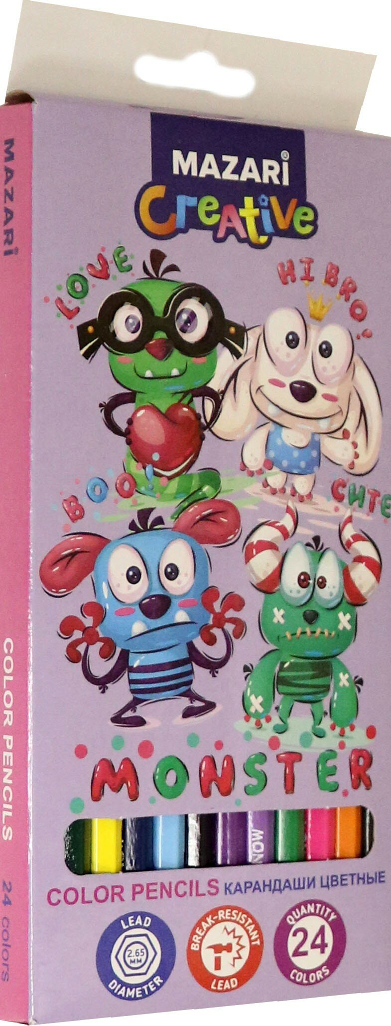 Карандаши цветные "MONSTER", 24 цвета (M-6186-24)