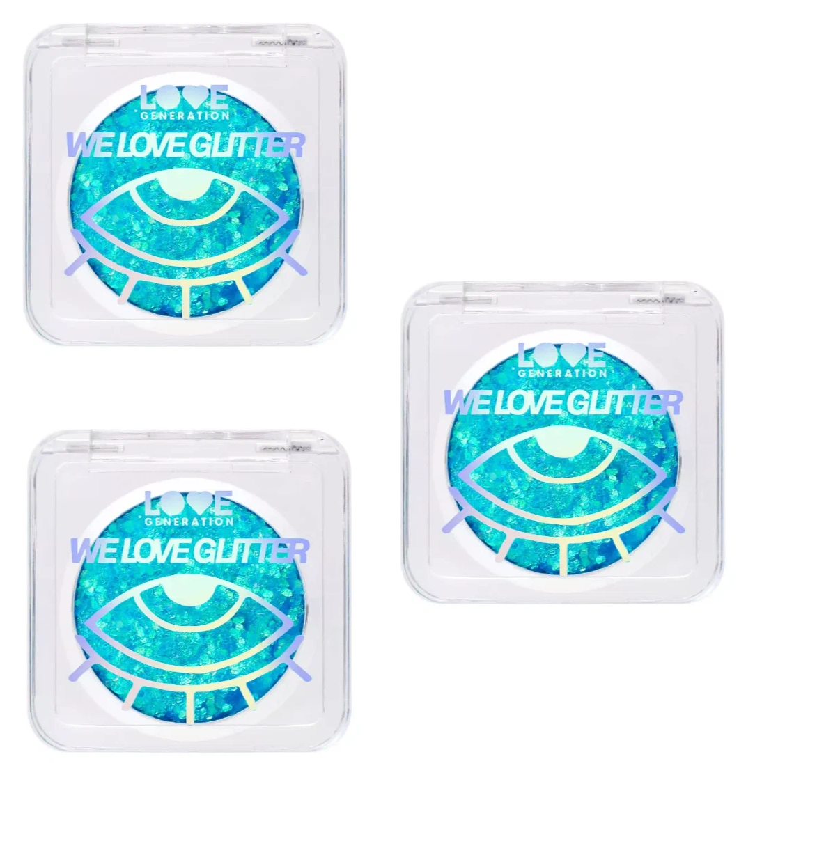 Глиттер для лица Love Generation We love glitter, тон 03 голубой, 1,8 г 3 шт
