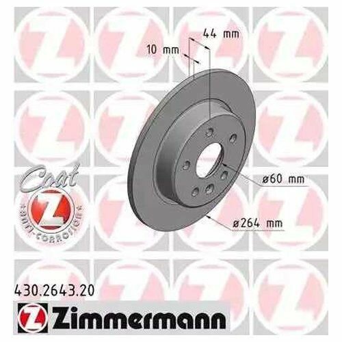 Диск тормозной задний Zimmermann 430264320 для Opel AMPERAE F17, Astra