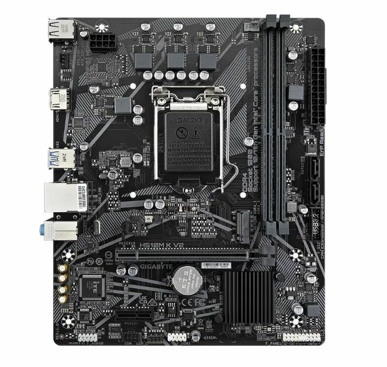 Материнская плата GIGABYTE H510M K V2 (H510M-K-V2) - LGA 1200, Intel H510, DDR4-3200 МГц, 1xPCI-Ex16, 1xM.2, Micro-ATX