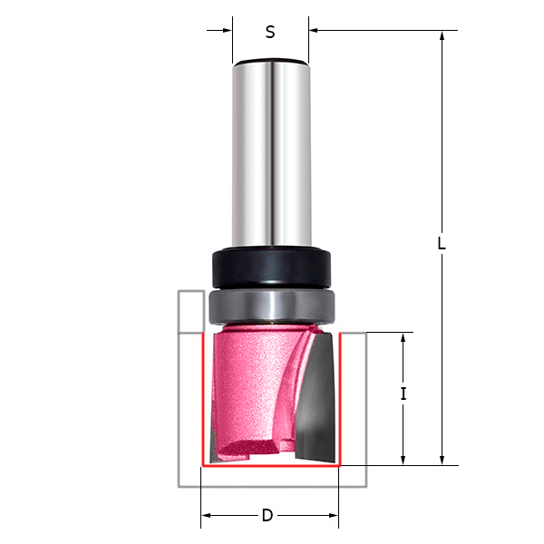 Фреза для выборки паза под петли с верхним подшипником Z=2 D=19x19x60 S=12 PROCUT 109208BP