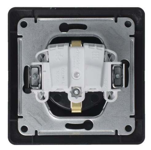 Розетка силовая штепсельная Systeme Electric / Систем Электрик Glossa, 16А 250В IP20 антрацит, с заземляющим контактом GSL000742 / электрооборудование (комплект из 3 шт)