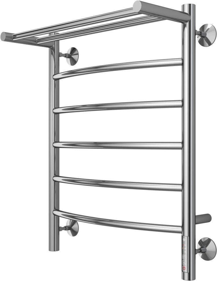 Полотенцесушитель электрический Terminus Классик с полкой П6 4670078531391 650x532, ТЭН правый, хром