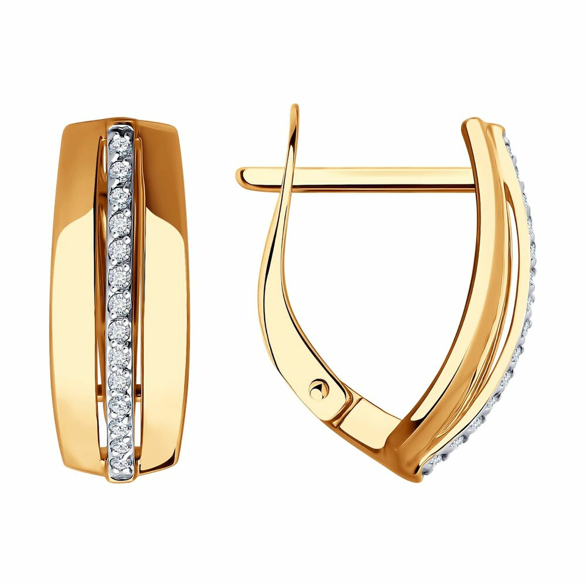 Серьги, красное золото, 585 проба, фианит