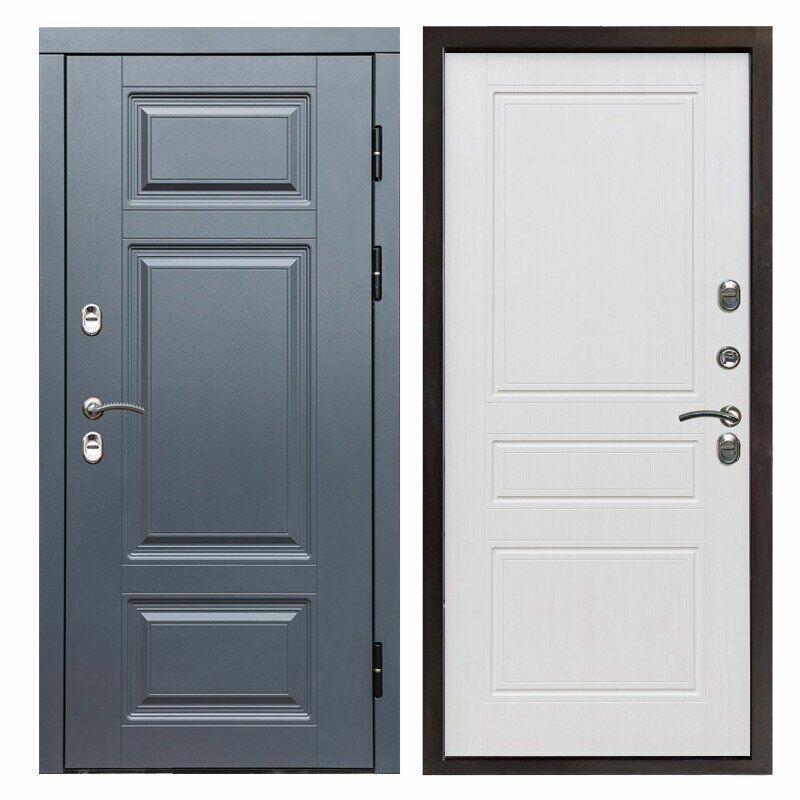 Дверь входная металлическая с терморазрывом Сибирь термо премиум Классика белое дерево Paputin's Doors 960 х 2050 мм Левая