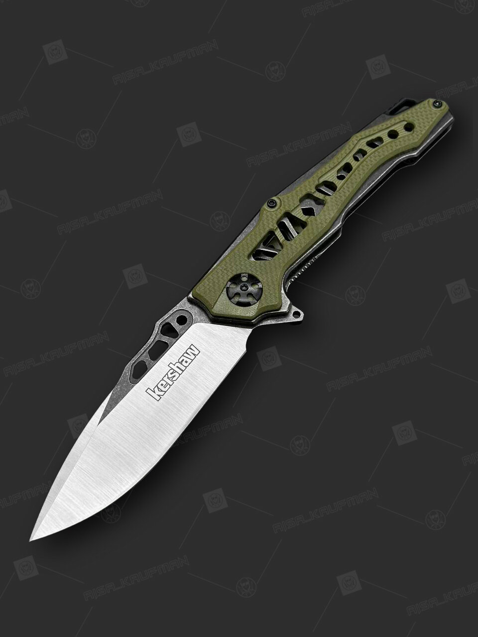 Нож складной туристический Kershaw-0252, хаки, рукоять G-10, Liner-Lock, сталь 8Cr13MoV, edc