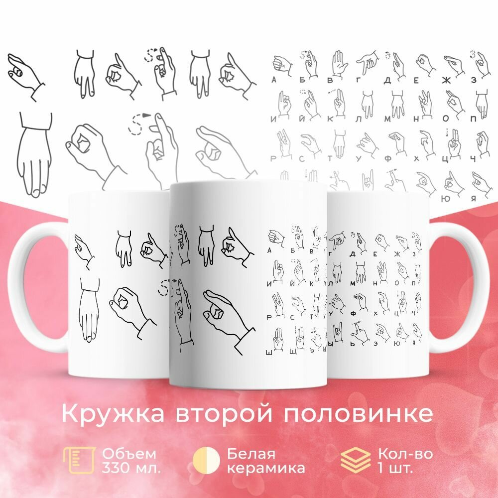 Кружка 330 мл, Язык жестов, алфавит 1
