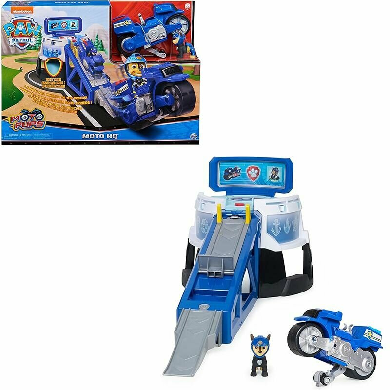 Spin Master Nickelodeon Paw Patrol Moto Pups Moto HQ Playset / Набор электронных игрушек-сюрпризов для детей Hero Puppy Model со звуками и эксклюзивной моделью погони и мотоциклетного автомобиля
