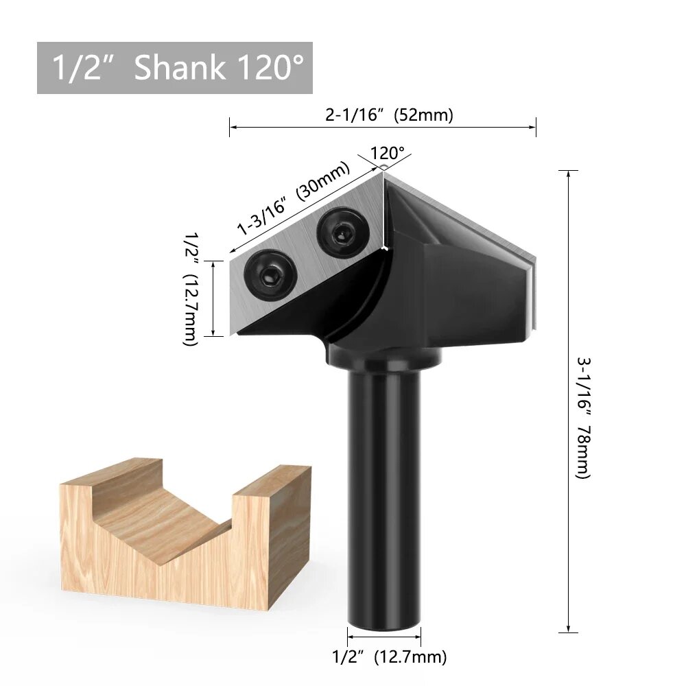 AURWOF 1 шт. 90 градусов 120 градусов V-образная фреза гравировальная фреза для дерева 12,7 мм Концевая фреза для сверления по дереву X13G 120 degrees 1pc