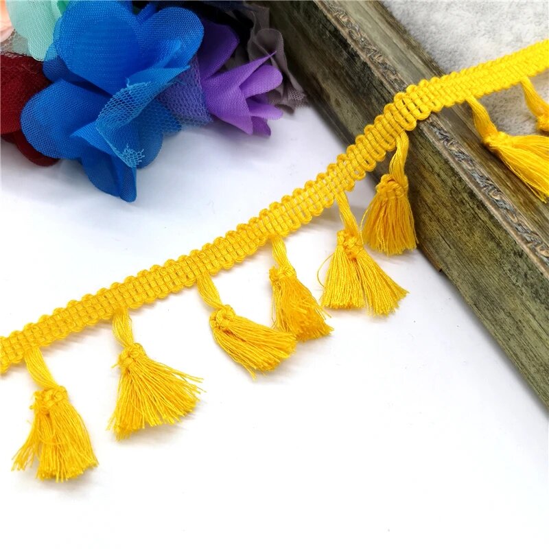 Кружевная лента с кисточками LXGSMBENTENG PomRi 2 м Желтый, Yellow