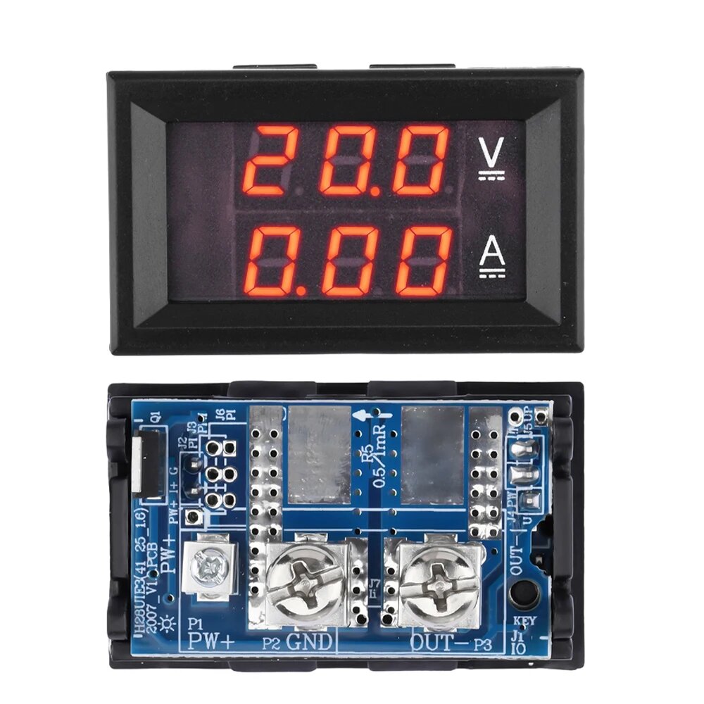 Aideepen Мини-вольтметр амперметр DC 7-100В 20/50А 50A Red Red