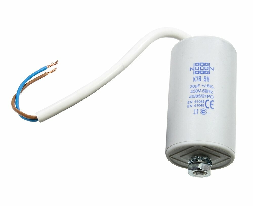 Конденсатор пусковой Калибр БСЭ-162/600 -182/600 СВД-1100н СВД-1100ЭЧК 1100ЧК НБЦ крепежный винт с проводами 16 мкФ 450В