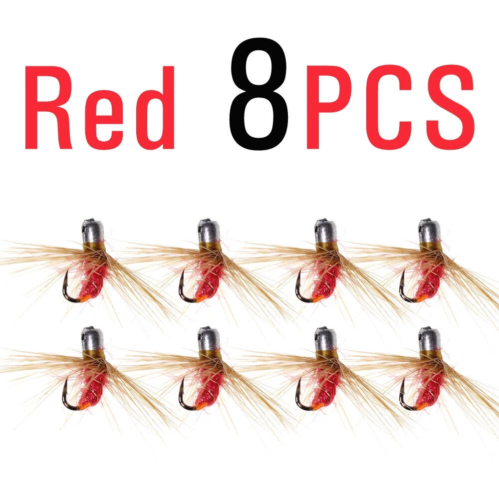 ICERIO Мормышки для подледной рыбалки 8 шт. Красный, 8, Red 8pcs