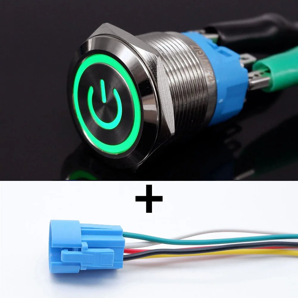 Кнопочный переключатель Flat Power Green 16-22 мм
