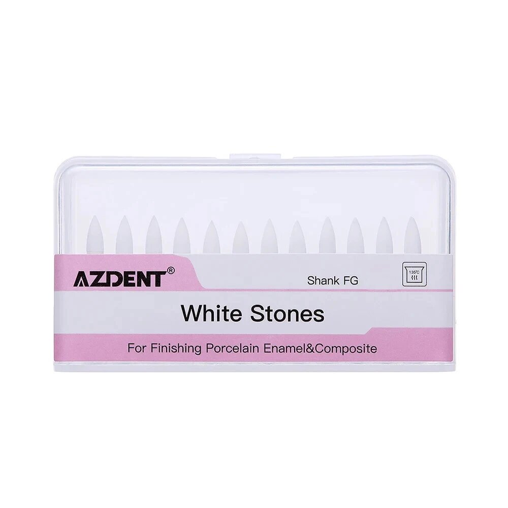 Azdent Dental Flame White Stone Боры для полировки 12 шт